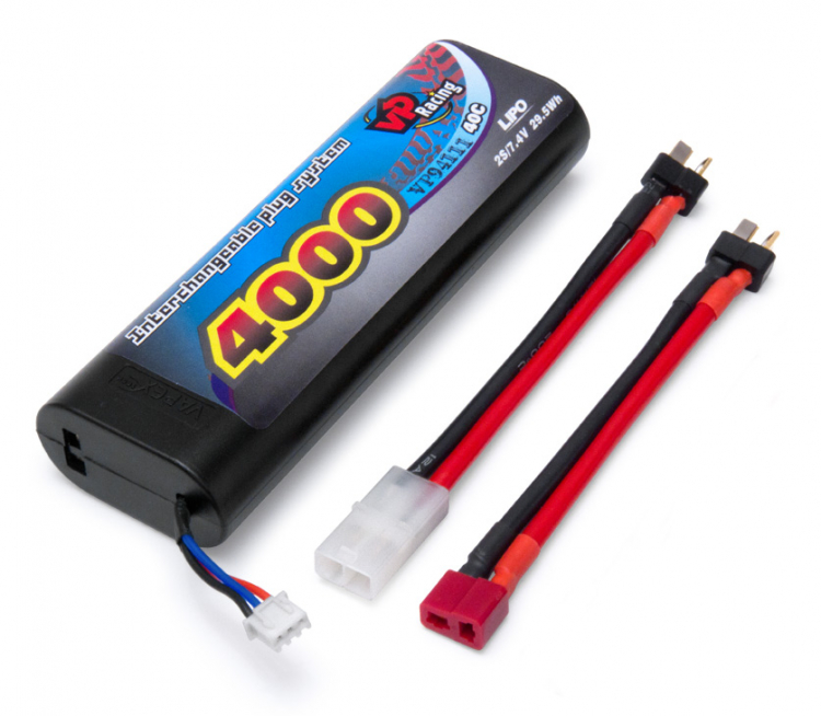 2S 7.4v 4000mah LiPo 40C Round Corner HC Multi Plugg (VP94111) - Løten ...